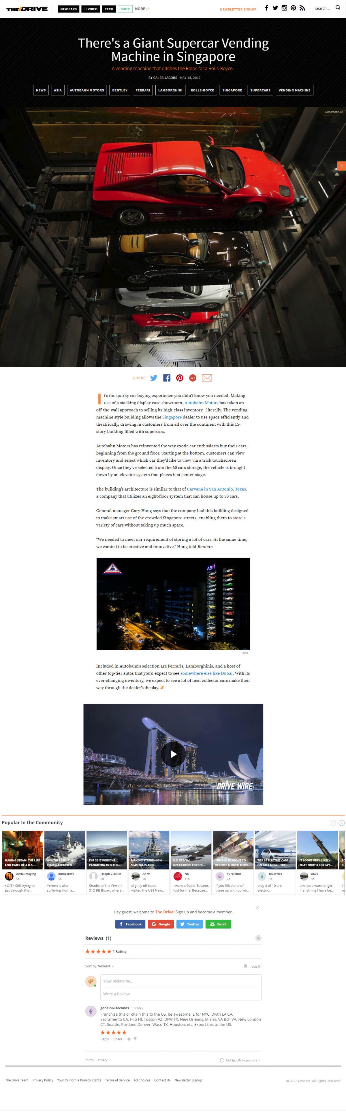 There s a Giant Supercar Vending Machine in Singapore The Drive ...